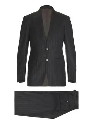 TOM FORD Chalk Stripe Shelton Suit In Grey - Dark Grey