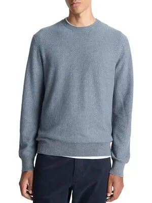 Vince Geo Jacquard Sweater - Parlor Blue/ Medium Gray