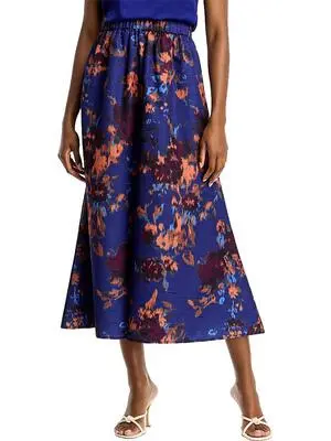 Misook A-line Maxi Skirt - Stary Night Blue/multi