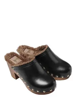 Beek Woodpecker Shearling Clog - Black/bronze Shearling