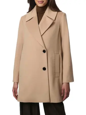 Bernardo Oversized Lapel Wool Blend Swing Coat Light Camel