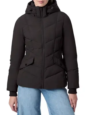 Bernardo Bernardo Hooded Recycled Polyester Puffer Jacket Black