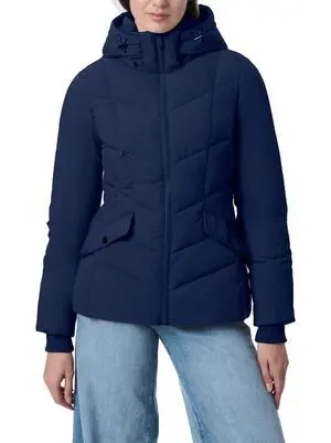 Bernardo Hooded Recycled Polyester Puffer Jacket - Navy