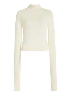 ETERNE Cropped Jersey Turtleneck Top