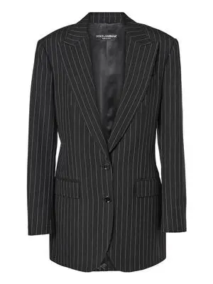 Dolce & Gabbana Pinstripe Virgin Wool Blazer - Grey