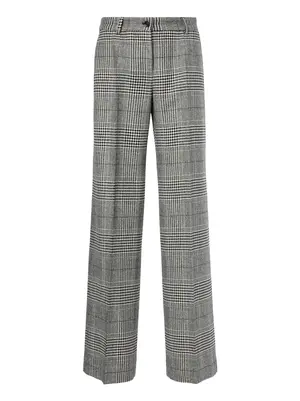 Dolce & Gabbana Prince Of Wales Wool-cashmere Flared Pants - Grey