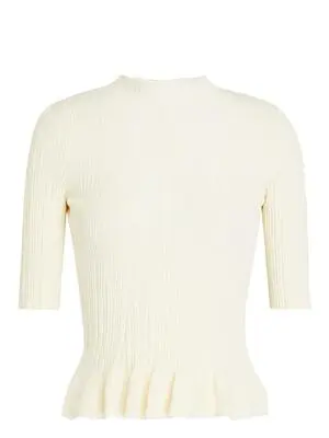 Maje Ruffled Ribbed-knit Top - Cream