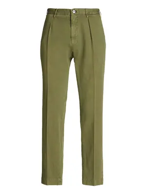 SLOWEAR Incotex Pleated Cottonblend Twill Chinos - Army Green