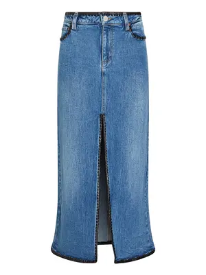 Alice + Olivia Lola Denim Midi Skirt - Mid Denim