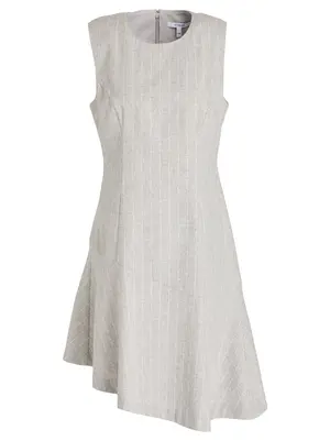 Derek Lam 10 Crosby Asymmetric Pinstriped Wool-blend Dress - Light Gray