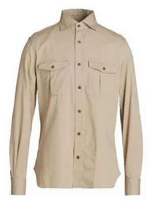 SLOWEAR Glanshirt Embroidered Cottongabardine Shirt Beige
