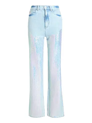 WANDLER Sequined Straight-leg Jeans - Light Denim