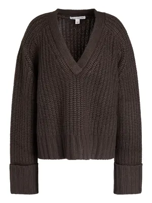 Autumn Cashmere Oversized Ribbed Knit Sweater - Dark Brown