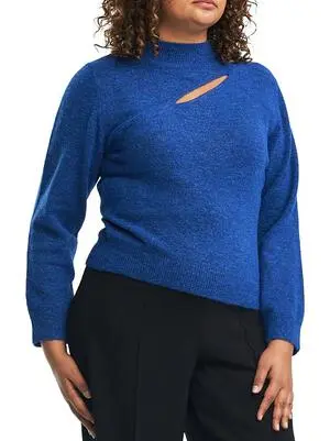 ESTELLE Cut Out Knit Sweater - Blue