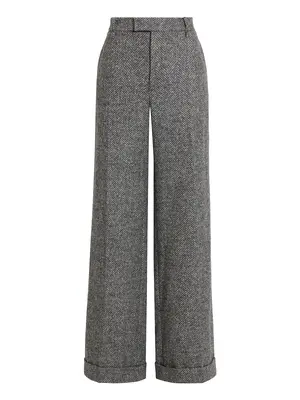 Brunello Cucinelli Herringbone Tweed Wide-leg Pants - Gray