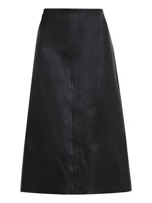 Brunello Cucinelli Leather Midi Skirt - Black