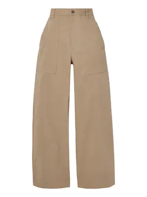 Moncler Cotton-blend Twill Wide Leg Pants - Brown
