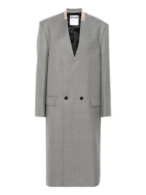 Moschino Virgin Wool Double-breasted Coat - Grey