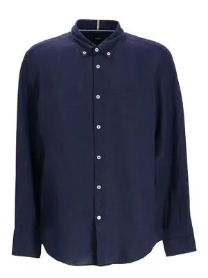 BOSS Logo-embroidered Shirt - Blue