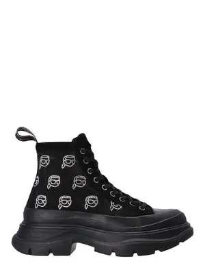 Karl Lagerfeld Luna Rhinestone Mesh Boots - Black