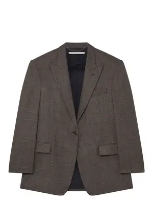 Stella McCartney Single-breasted Houndstooth Wool Blazer - Brown