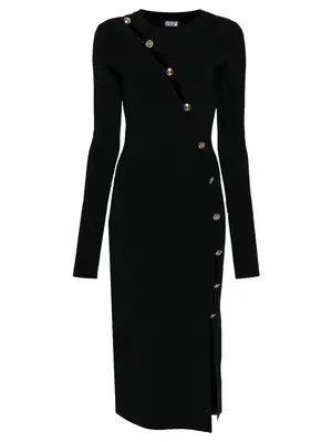 Versace Decorative-buttons Knitted Midi Dress - Black
