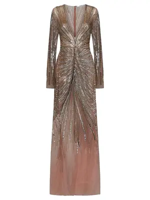 ROOM76 Sequin-embellished Gathered Dress - Neutrals