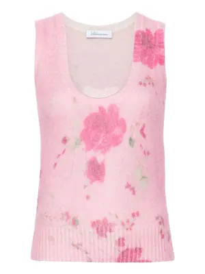 Blumarine Roses-print Tank Top - Pink