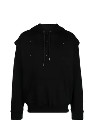 HELIOT EMIL Outline Logo Cotton Hoodie - Black