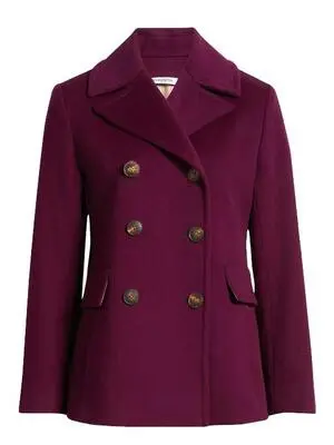 Fleurette Ali Wool Pea Coat - Aubergine