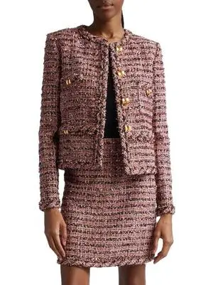 St. John Metallic Eyelash Tweed Jacket - Nppm Napa Pink Multi