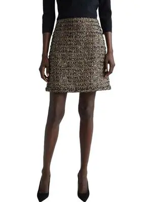 St. John Metallic Eyelash Tweed Skirt - Cypress Multi