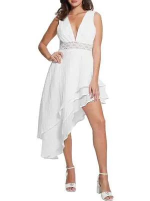 Guess Danny Asymmetric Hem Dress - Pure White