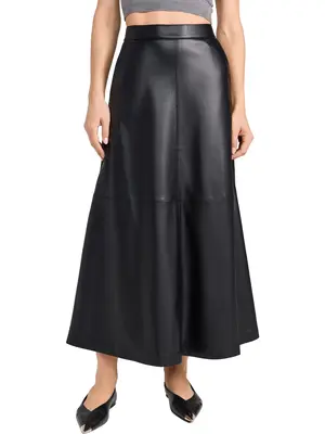 Joe's Jeans Faux Leather Midi Skirt - Black