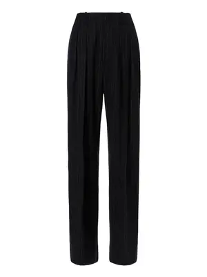 Plan C Pinstripe Wool-blend Wide-leg Pants - Green