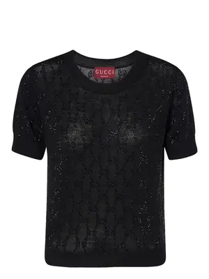 Gucci Gg Crystal Wool Top - Black