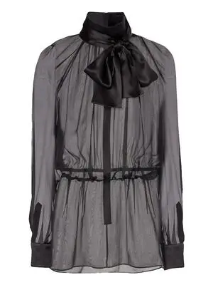 Dolce & Gabbana Bow-detail Silk Chiffon Blouse - Black