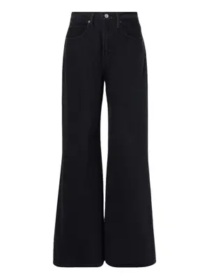 FRAME Easy Wide Flare High-rise Flared Jeans - Black