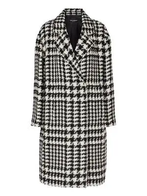 Dolce & Gabbana Houndstooth Overcoat - White