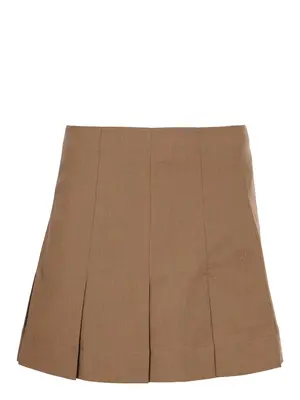 GANNI Pleated Mini Skirt - Brown