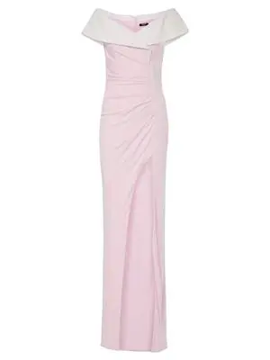 Balmain Draped Off-shoulder Gown - Pink