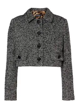 Dolce & Gabbana Cropped Wool-blend Tweed Jacket - Grey