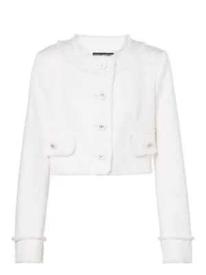 Dolce & Gabbana Cropped Wool-blend Tweed Jacket - White