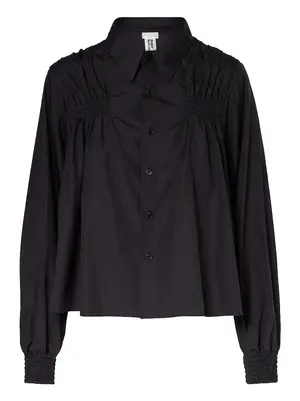 Noir Kei Ninomiya Shirred Cotton Shirt - Black