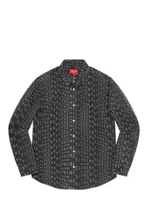 Supreme Wrap Jacquard Logos Denim Shirt - Black