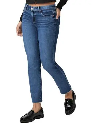 Paige Amber Raw Hem Straight Leg Ankle Jeans - A Capella