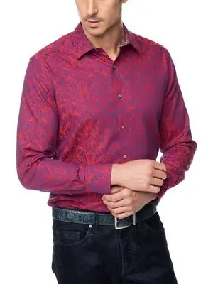 Robert Graham Highland Classic Fit Tapestry Print Cotton Button-up Shirt - Berry