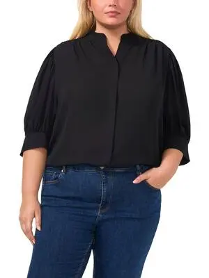 CECE DUPRAZ CeCe Hidden Placket Shirt Rich Black