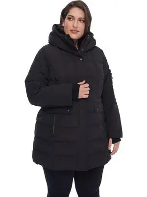 ALPINE NORTH Vegan Down Mid-length Parka Coat - Black
