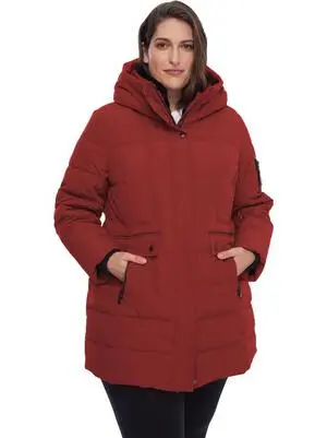 ALPINE NORTH Vegan Down Mid-length Parka Coat - Crimson